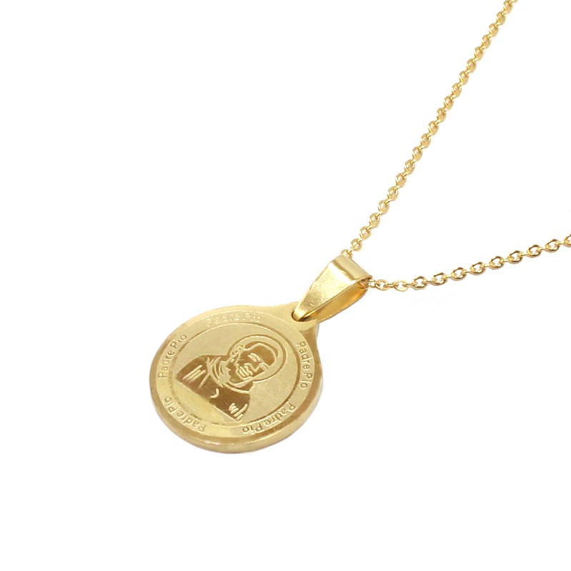 Stainless Steel 20mm Padre Pio Necklace on 18" Cable Chain | Shopee ...