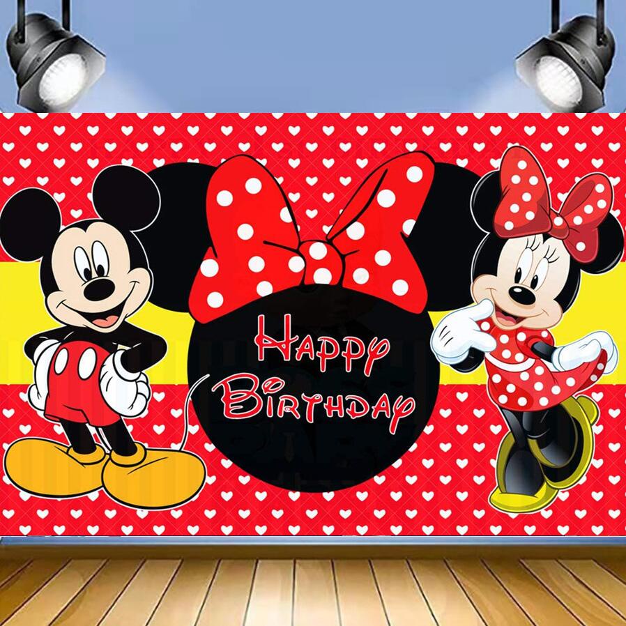 5x3ft Mickey Mouse Theme Backdrop Mickey Minnie Photography Background ...