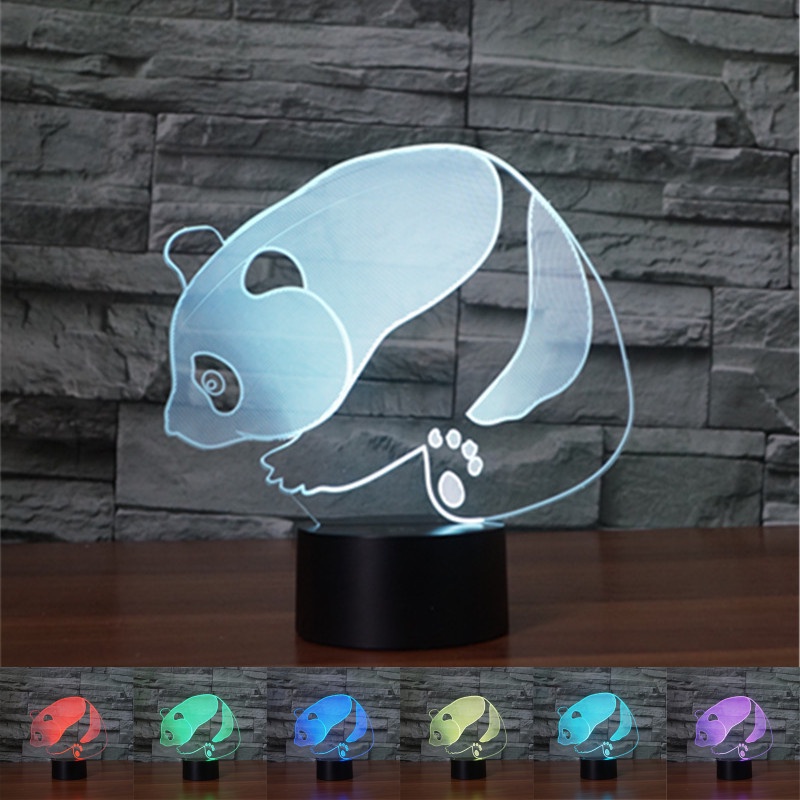 Cute Panda Night Light 7 Colors Gradient Animal Shape USB LED Table ...
