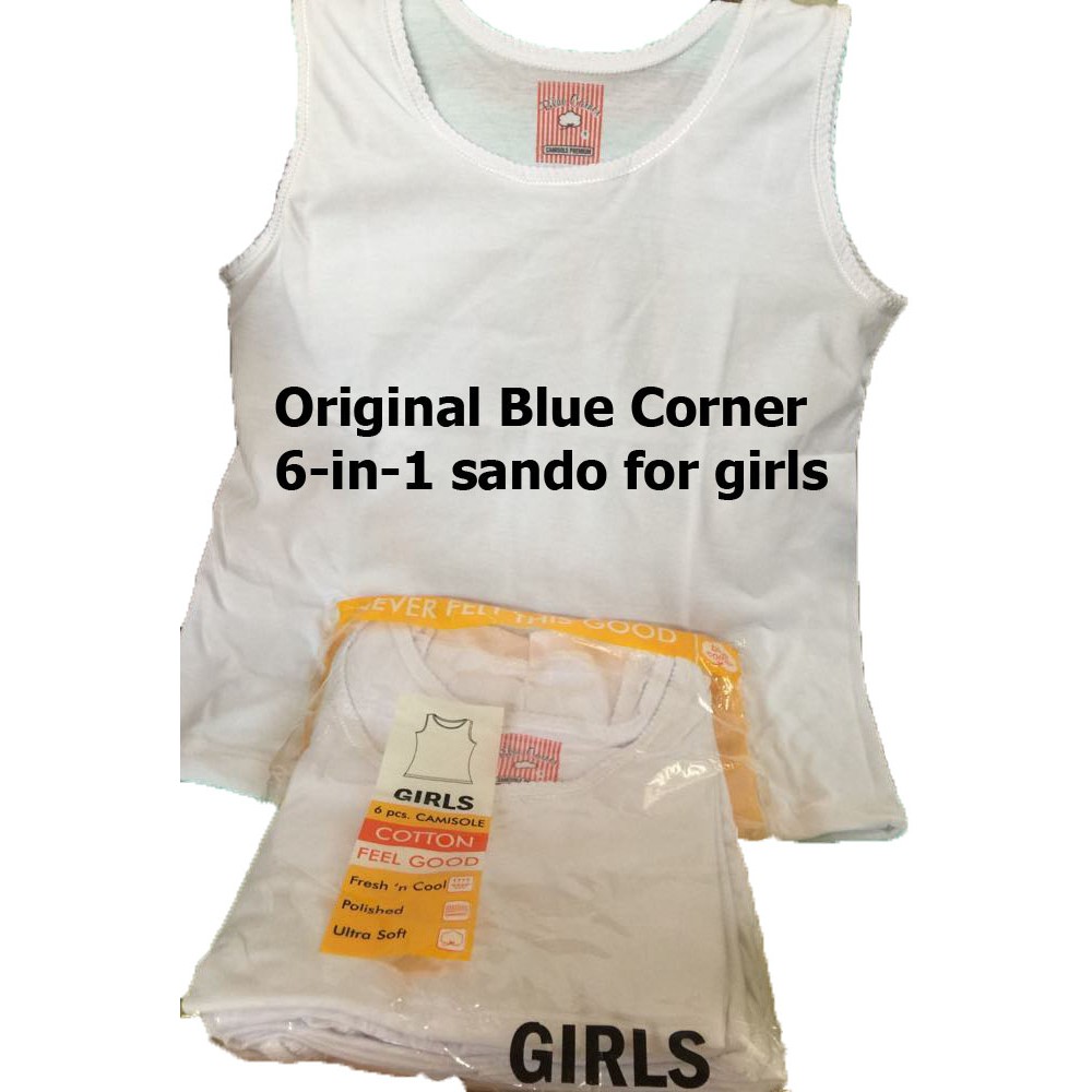 Original Blue Corner kids Sando 6-in-1 -White for GIRLS(camisole) 6ps ...