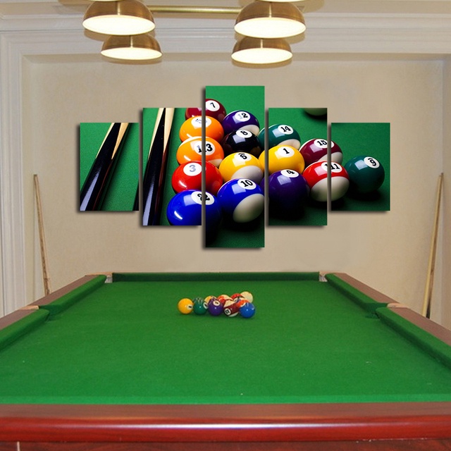 5 Piece Modern Billiard Hall Snooker Decorative Painting Club Canvas ...