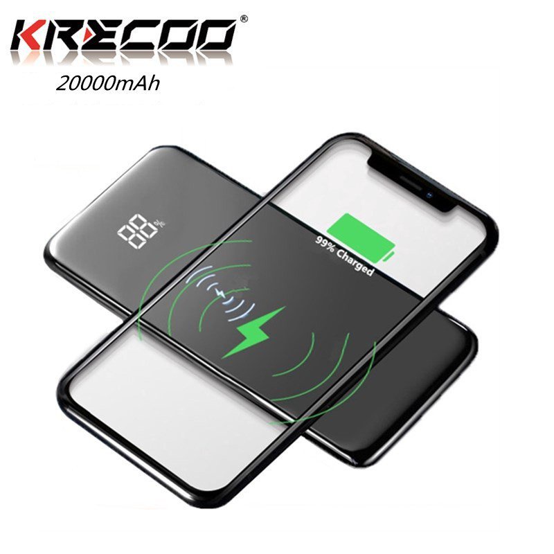 KRECOO Power Bank 20000 mAh Wireless Charger Power Delivery PD 3.0 ...