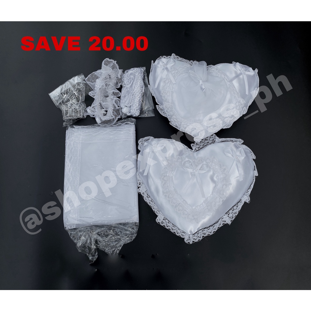SAVE 20 Complete Wedding Entourage Set Aras Pillows Cord Secondary Veil ...
