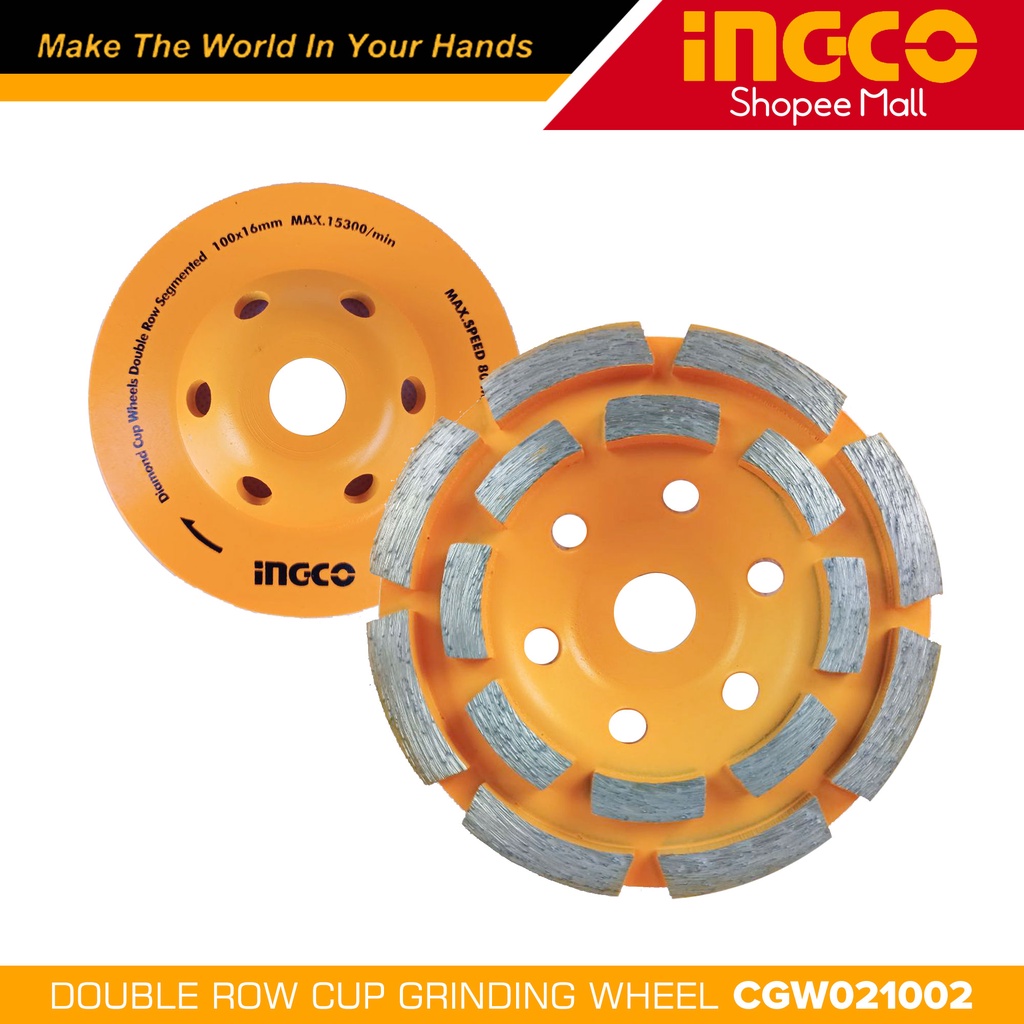 Ingco Double Row Cup Grinding Wheel Segmented Grinding Wheel 4-Inch ...