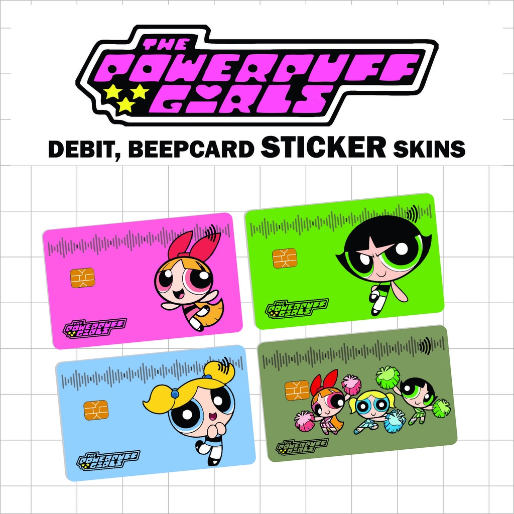 POWERPUFF GIRLS ATM BEEP DEBIT BANK Card Skin Stickers BLOSSOM ...