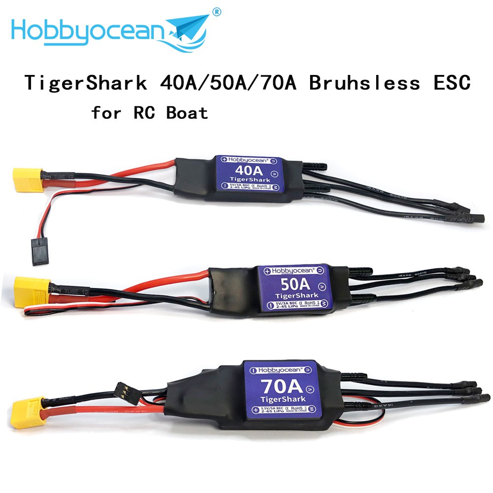 Hobbyocean Waterproof 40A 50A Brushless Electronic Speed Controller ESC ...