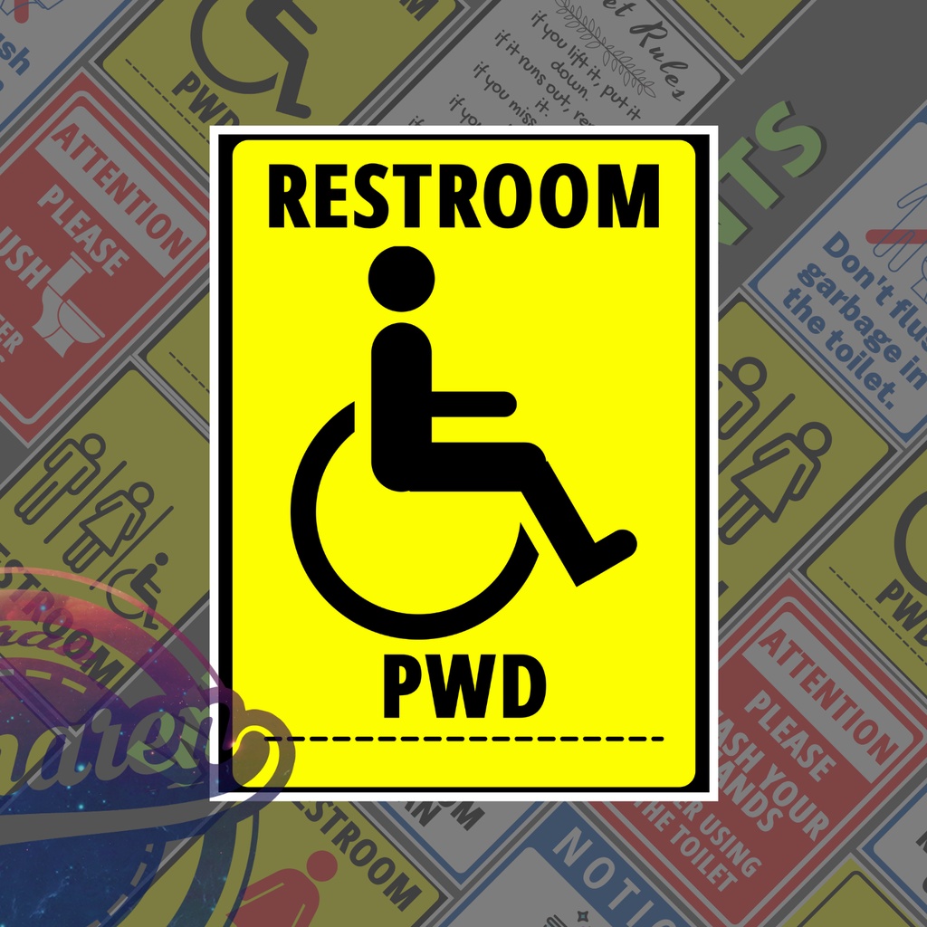 CR Bathroom Toilet Restroom Male Female PWD Self-Adhesive Vinyl Sticker ...