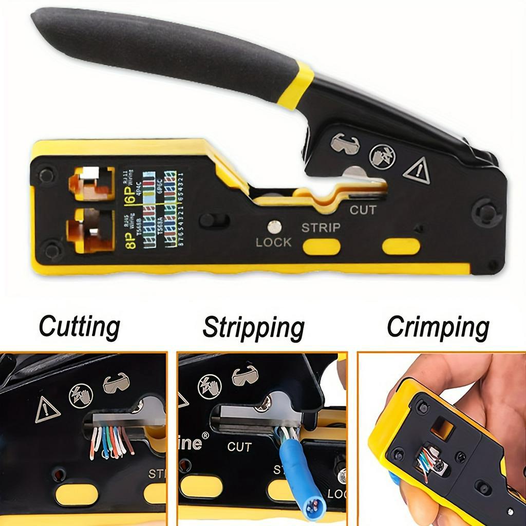 Ratcheting Modular Data Cable Crimper / Wire Stripper / Wire Cutter for ...