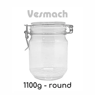 Clear PET Bottle with Stainless Lock 1100g Round [Vesmach Bakeware F93140]