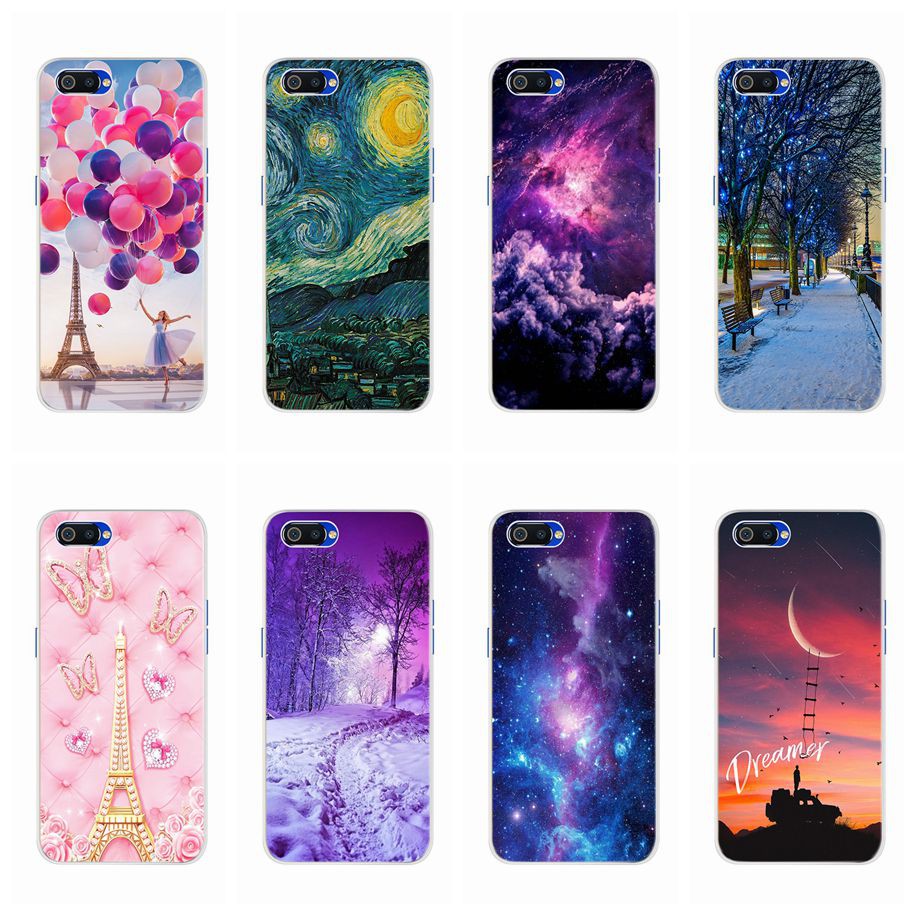Oppo A1K Realme C2 Case Fashion Drawing Pattern Soft Silicone Clear ...