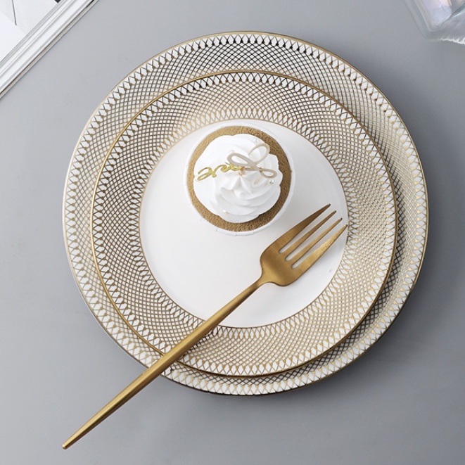 Elegant Nordic White Gold Ceramic Plate Scandi Plate Serving Bowl Spoon ...