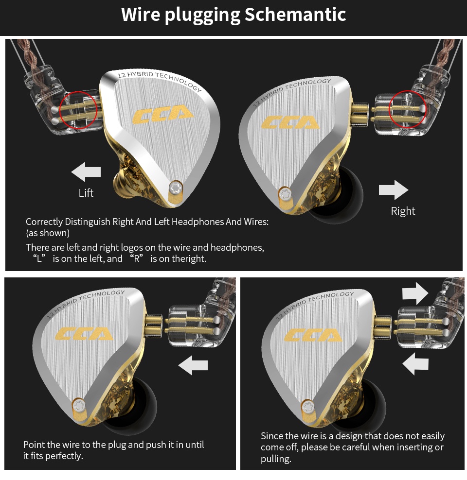 CCA C12 5BA+1DD Hybrid Metal Headset HIFI Bass Earbuds In Ear Monitor ...