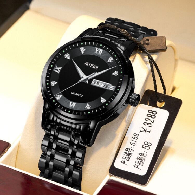Mens Automatic Quartz Watch Waterproof Luminous Watch Dual Calendar ...