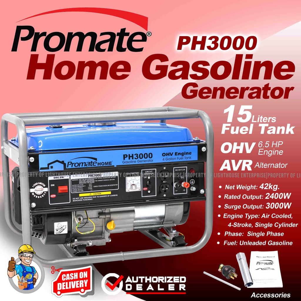 PROMATE 3000W 4Stroke Gasoline Generator (PH3000) *LIGHTHOUSE ...