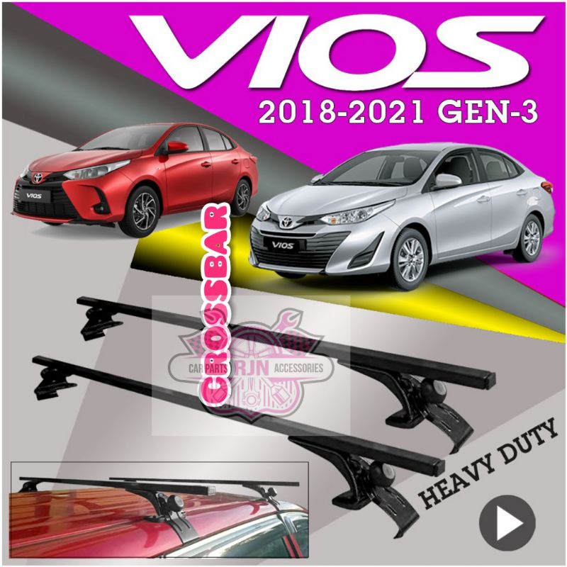 Vios(Gen4 prime)Gutterless Crossbar 2018 2019 2020 2021(black heavy ...