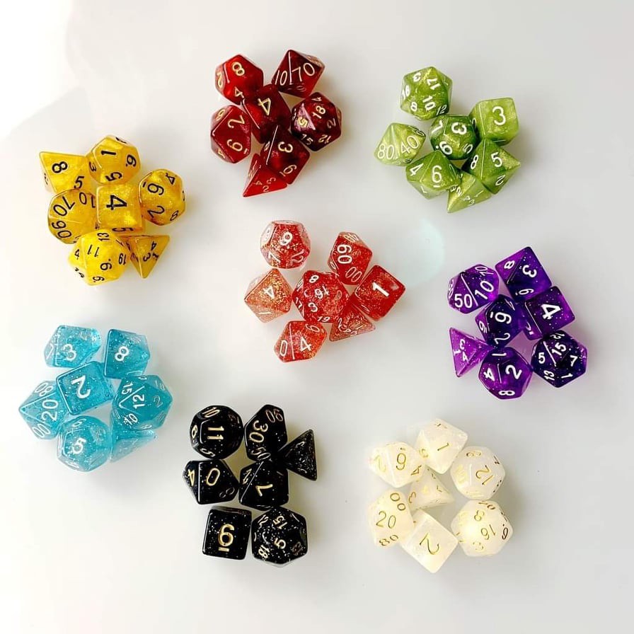 Dungeon and Dragons Dice Set - Acrylic custom clear colored dice - 7pcs ...