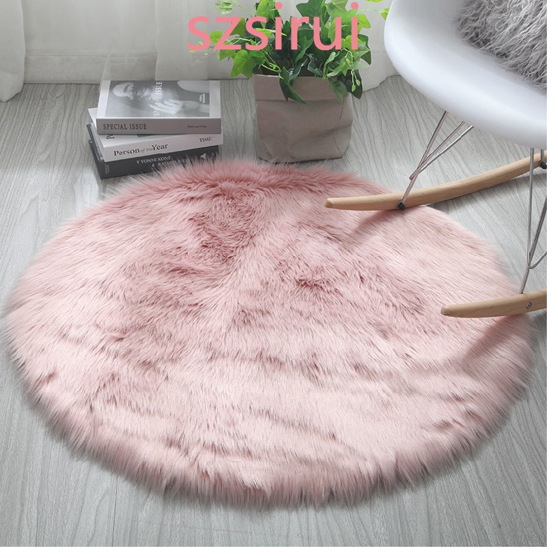 30cm Round Floor Mat Soft Washable Artificial Wool Carpets Rugs For ...