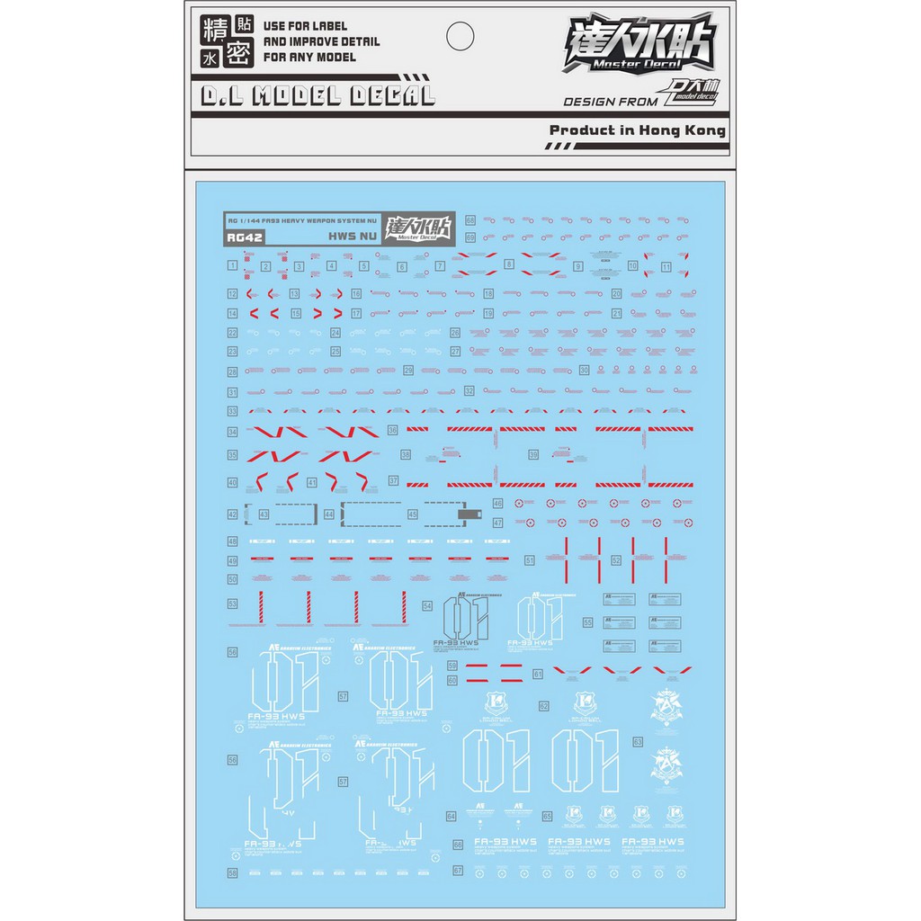 RG42 HWS Expansion Set for Nu Gundam RG Water Slide Decal from D.L ...