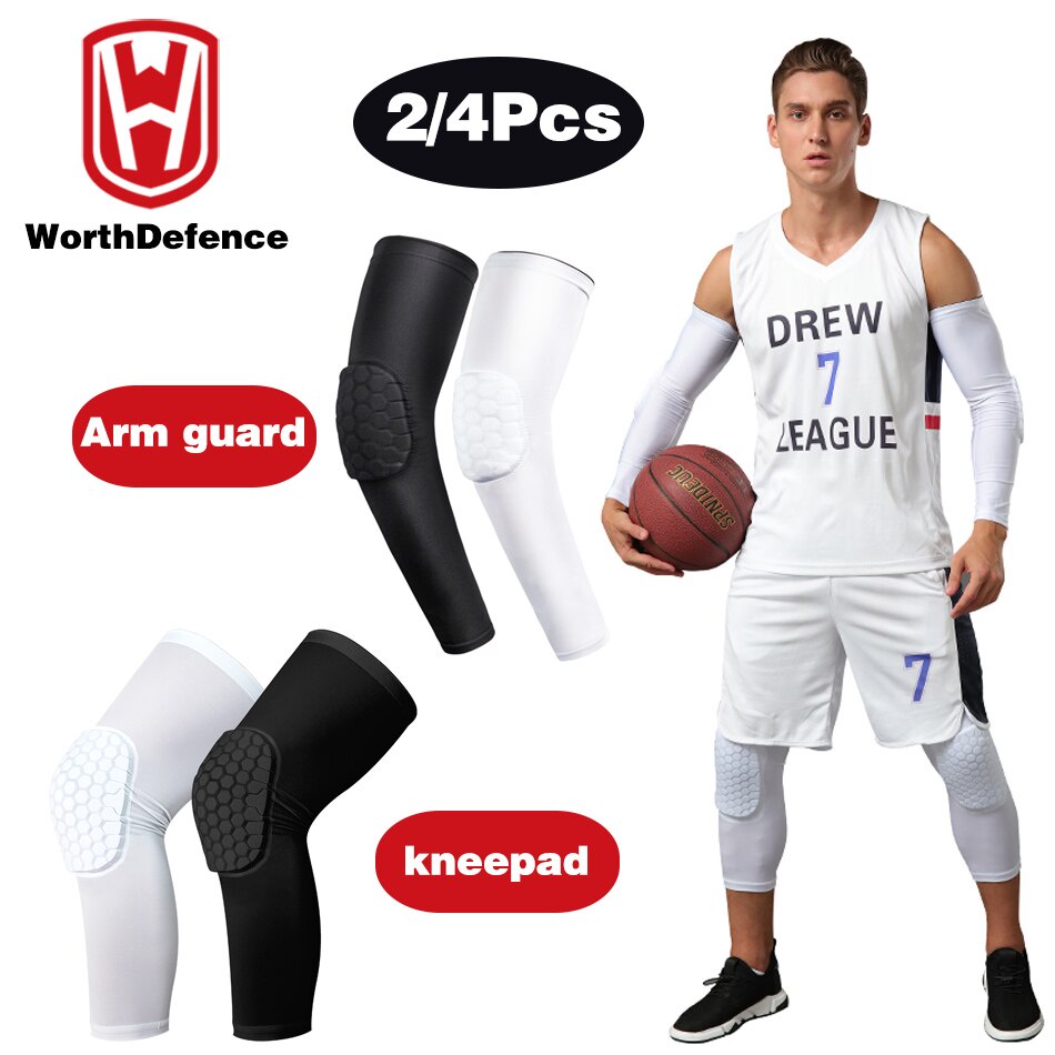 Worthdefence 2PCS Basketball Knee and Elbow Pads Protector Compression ...