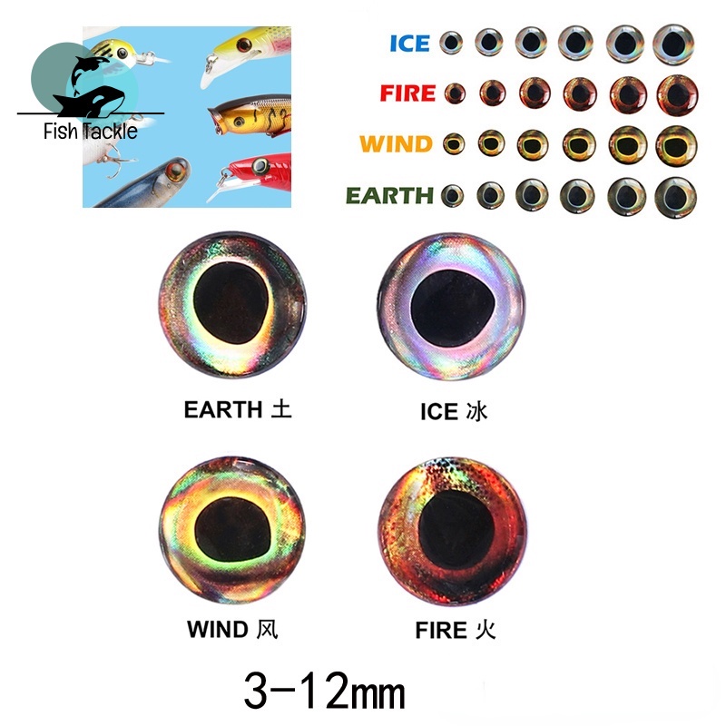 Holographic 3D 4D Fish Eyes for Fly Tying Streamers Baitfish Plastic ...