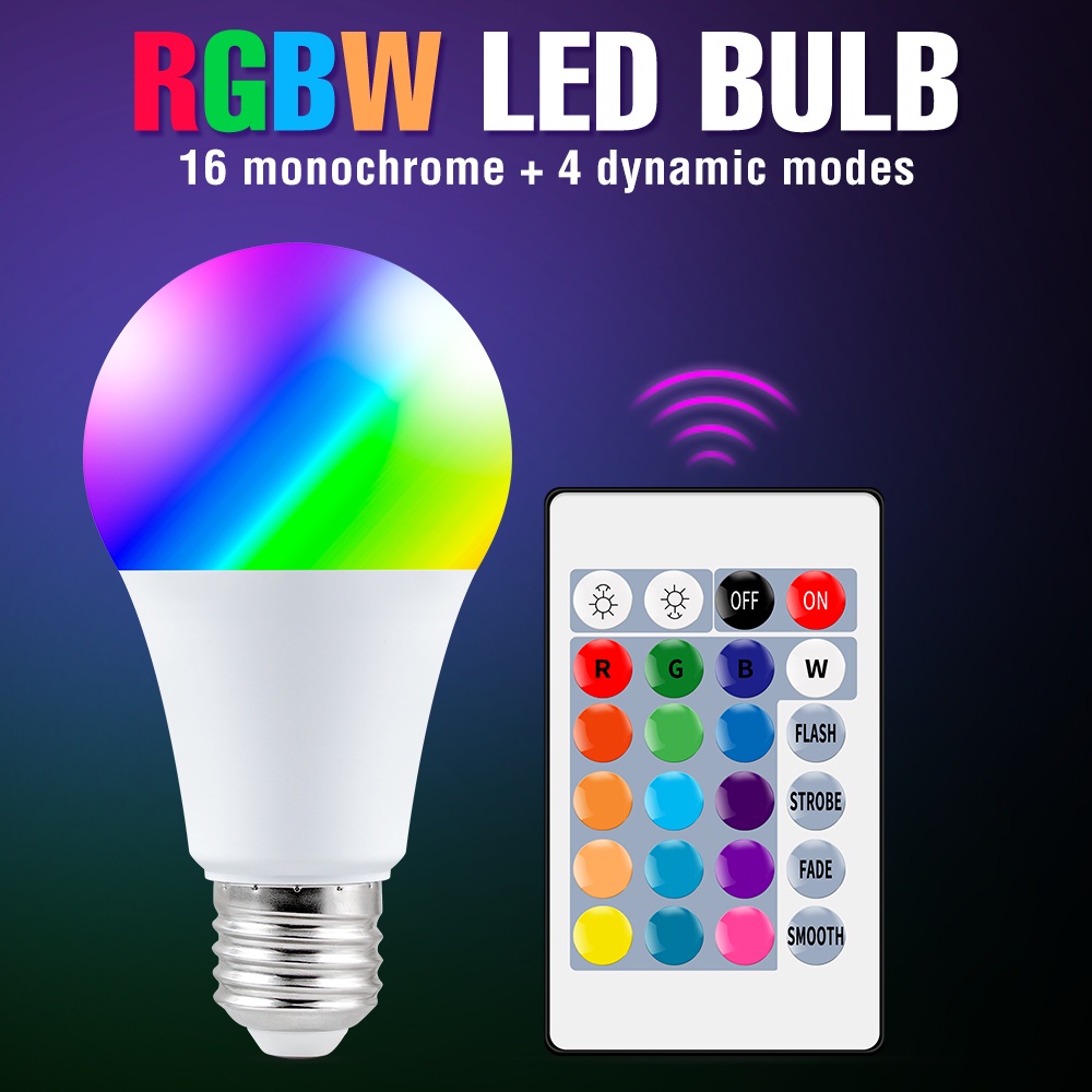 E27 Smart Color Light Bulb IR Remote Control LED Lamp Atmosphere ...