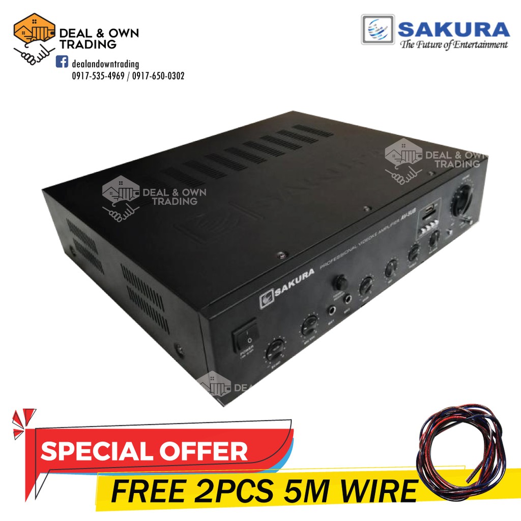 Sakura AV-5UB 600W x 2 w/ Bluetooth , USB Input Amplifier | Shopee Philippines