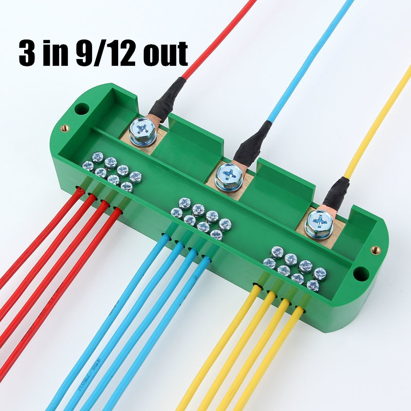 1PCS Terminal Rows Three-phase 3 in 9/12 Out Junction Box Distribution ...