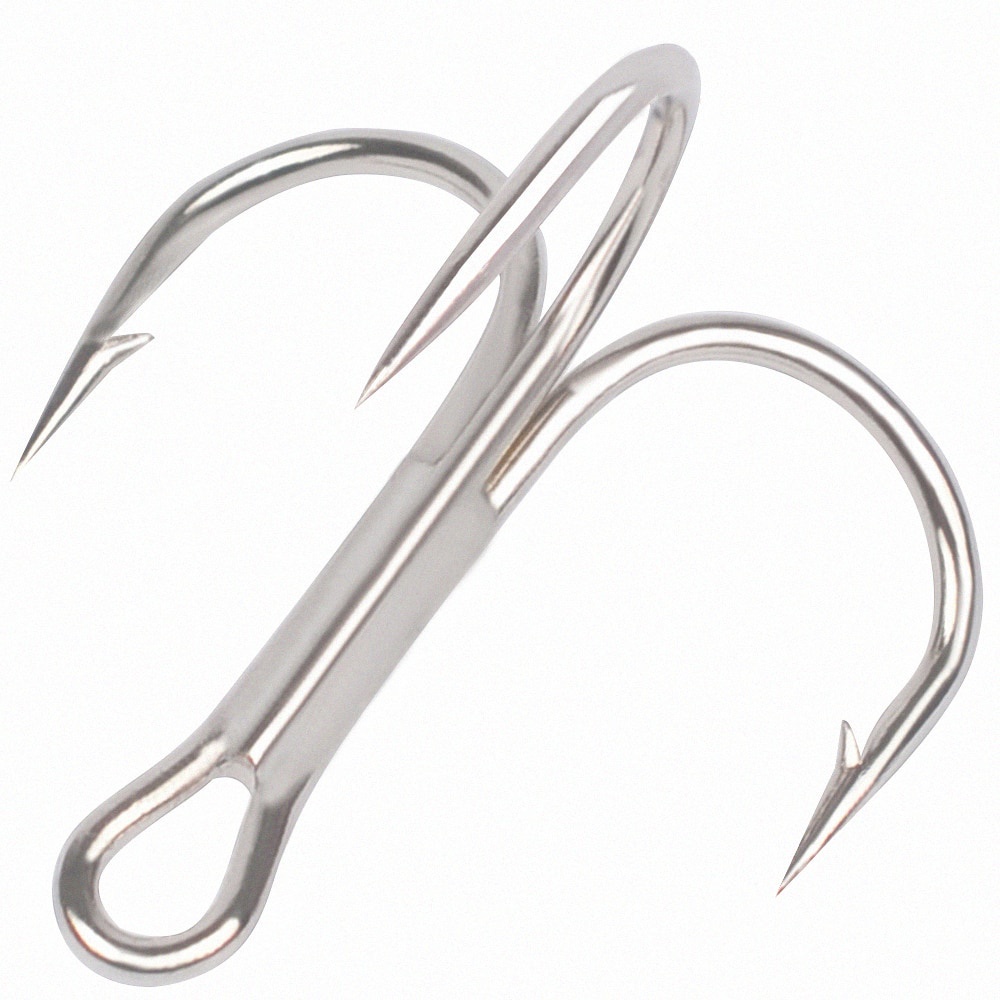 50pcs Treble Fishing Hook High Carbon Treble Hooks Super Sharp Solid 2 ...
