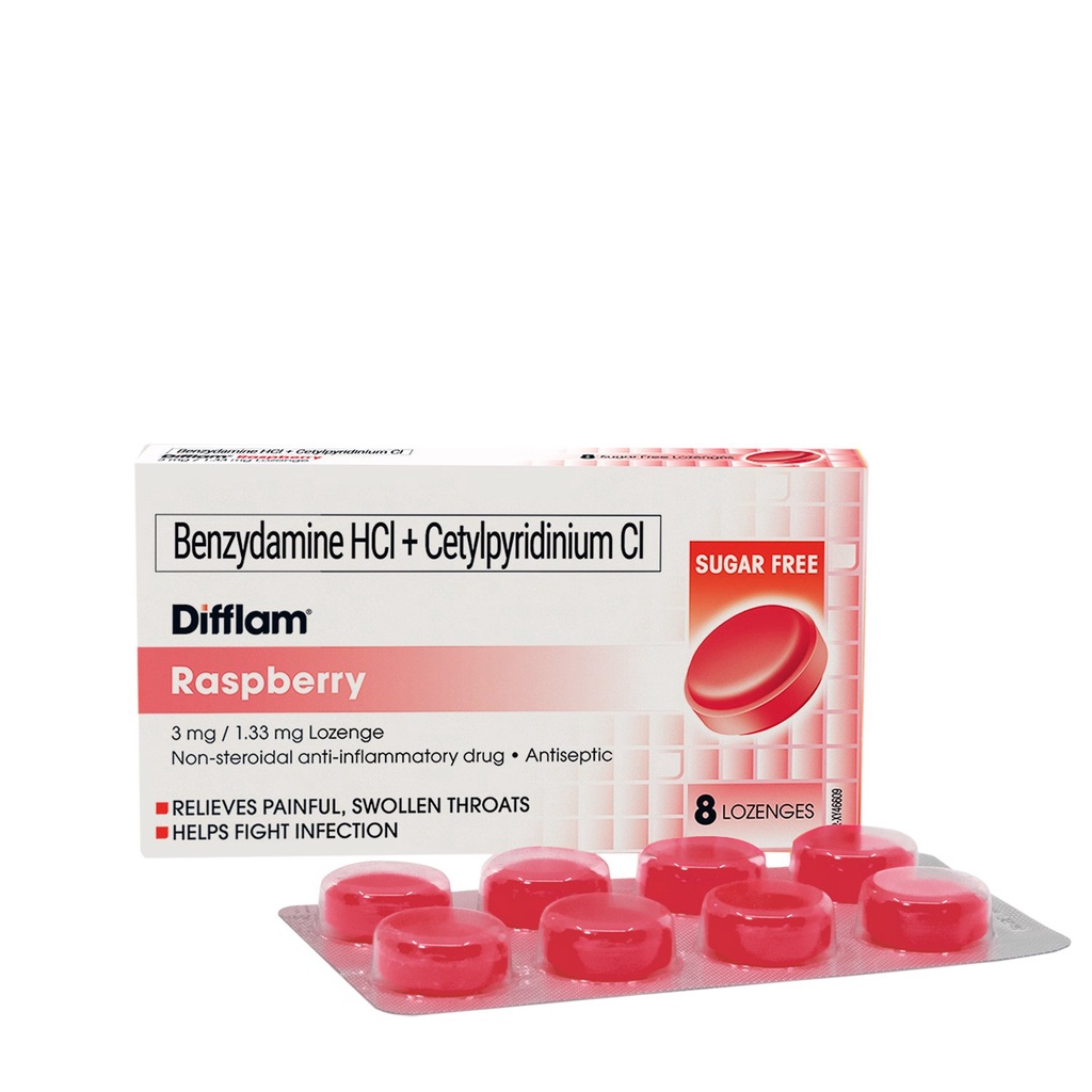 Difflam Raspberry 3 mg / 1.33 mg Lozenges - 8s | Shopee Philippines
