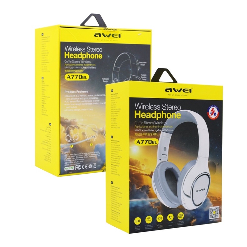 5 star E-Mall Awei A770BL Sport Foldable Headset Bluetooth Earphones ...