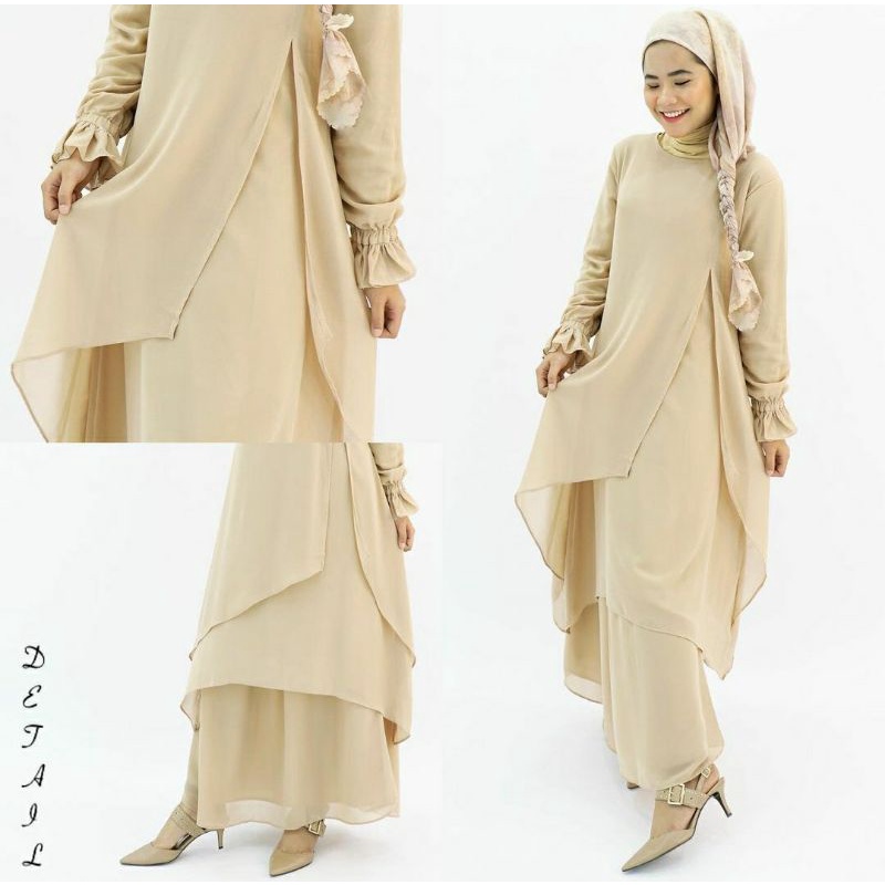 Gamis Melayu Ceruty Babydoll Premium Split Layer Dress for Muslim Women ...