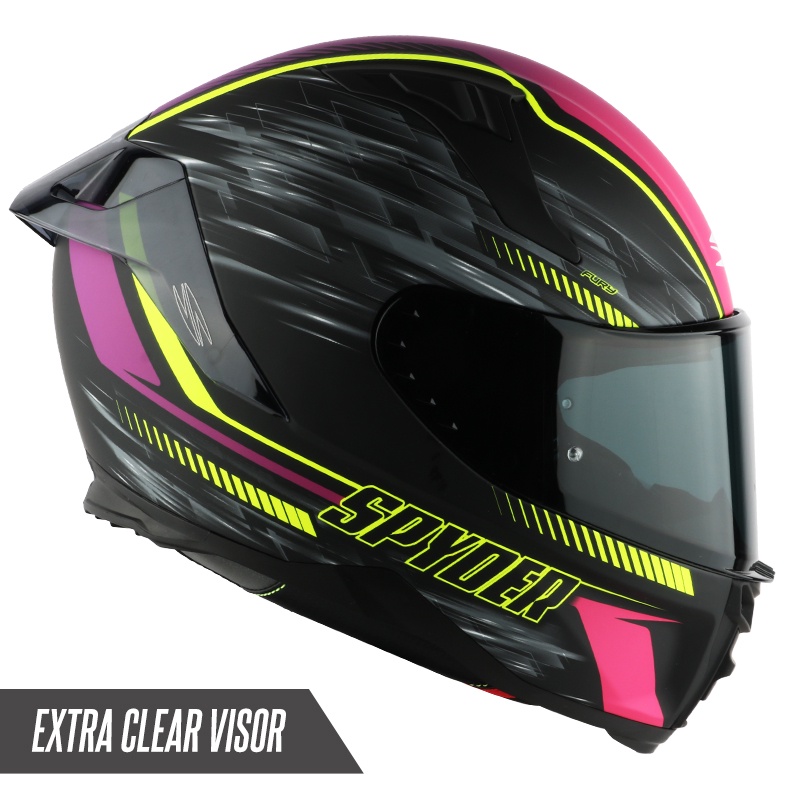 SPYDER Full Face Dual Visor Helmet FURY GD S1 (Free Clear Visor ...