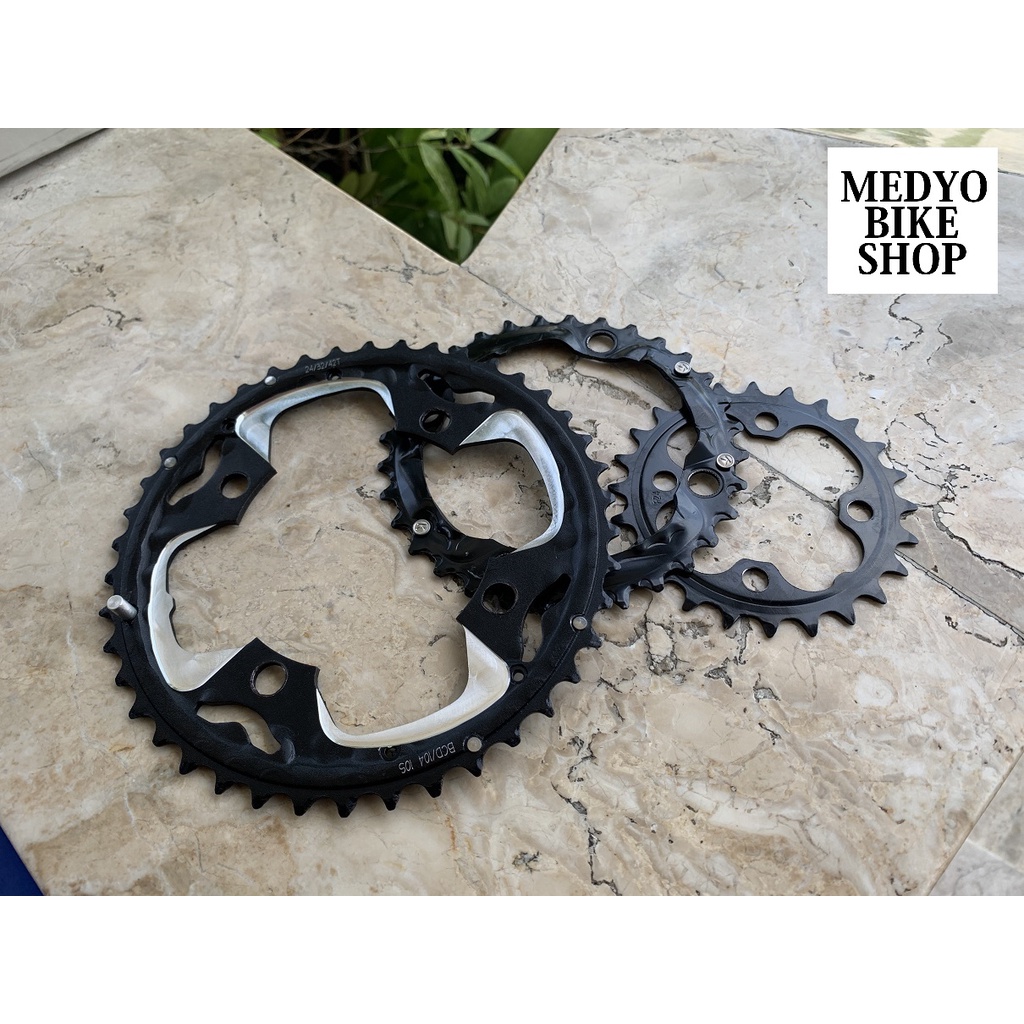 44T 42T 32T 24T 22T Chainrings 104 BCD 64 BCD Aluminum Alloy and Steel ...