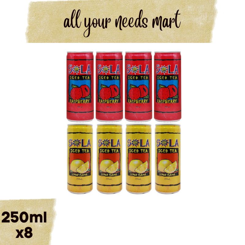 Sola Iced Tea Raspberry and Lemon 250ml x8 | Shopee Philippines