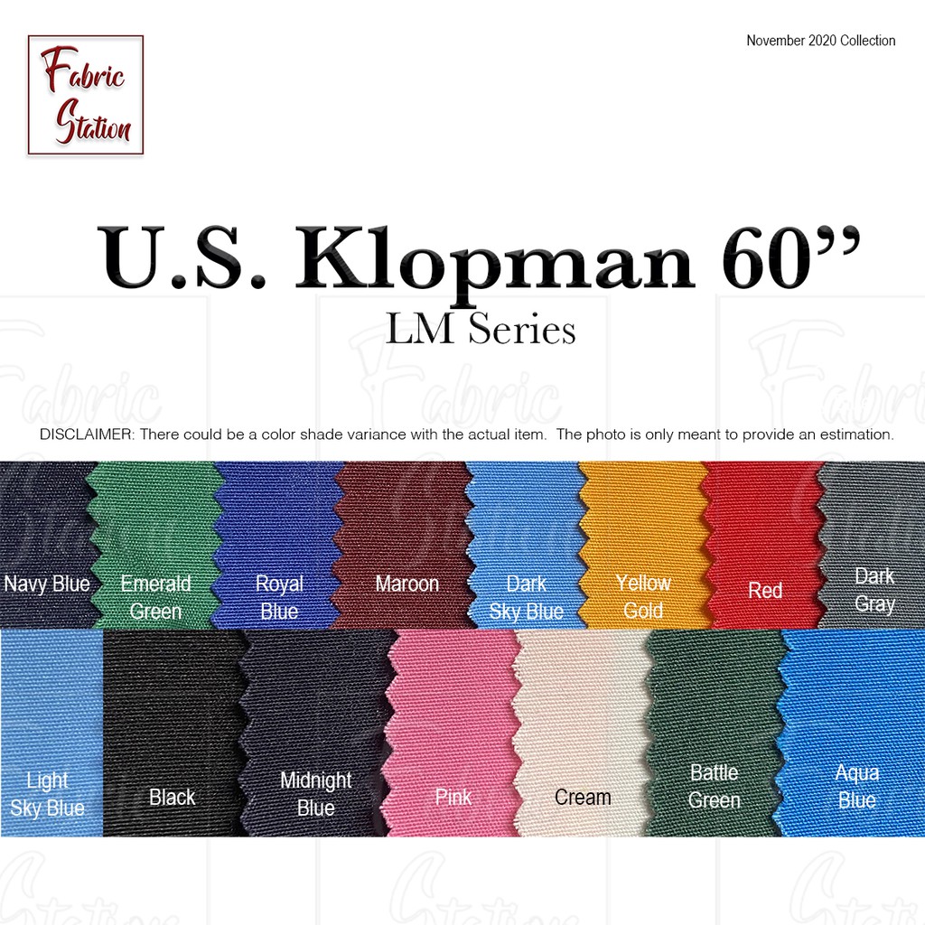 US Klopman / Clopman 60" Colored Fabric for Uniforms | Shopee Philippines