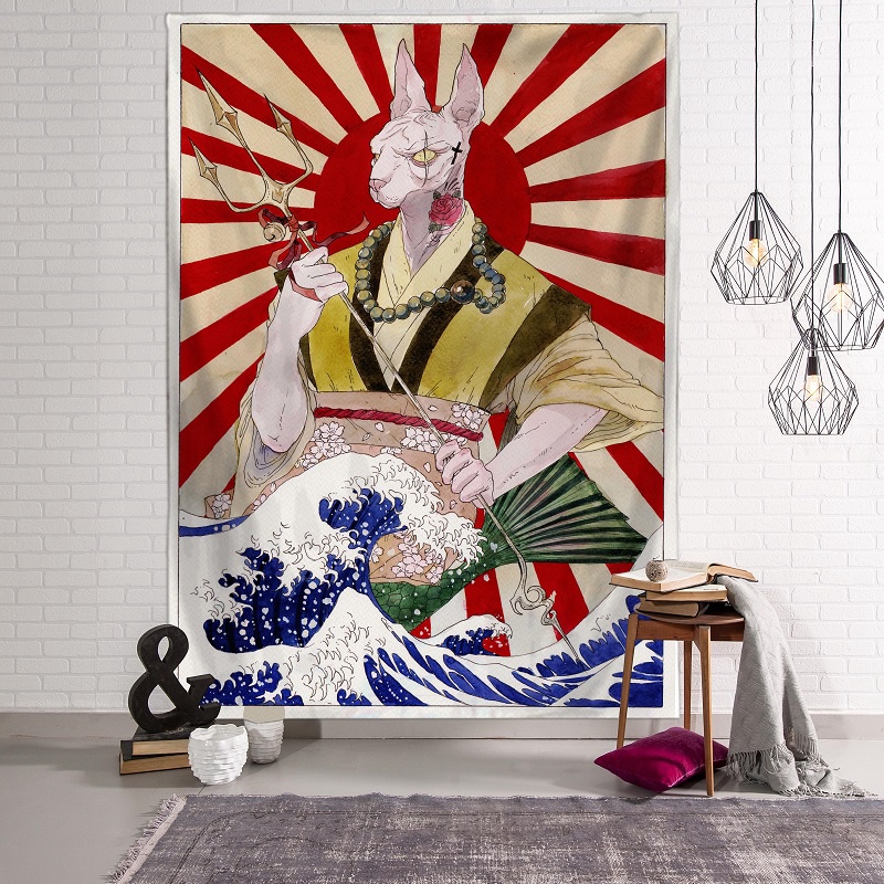 Japanese Style Background Cloth Hanging Cloth Photo Ukiyo-E Living Room ...
