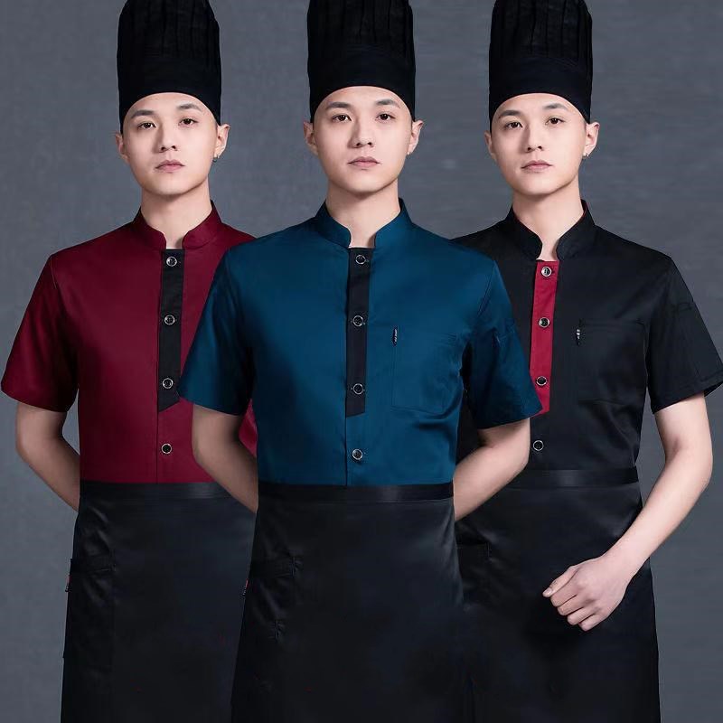 Summer Restaurant Chef Jacket Unisex Short Sleeve Cook Coat Men Women ...