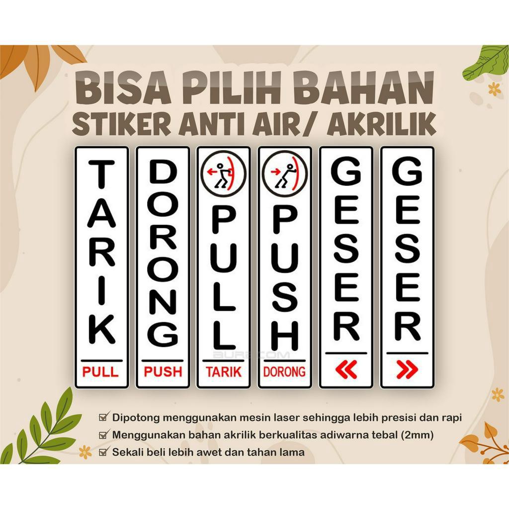 Sticker Pull Push Pull Push Slide Right Slide Left Signboard Sign Board ...