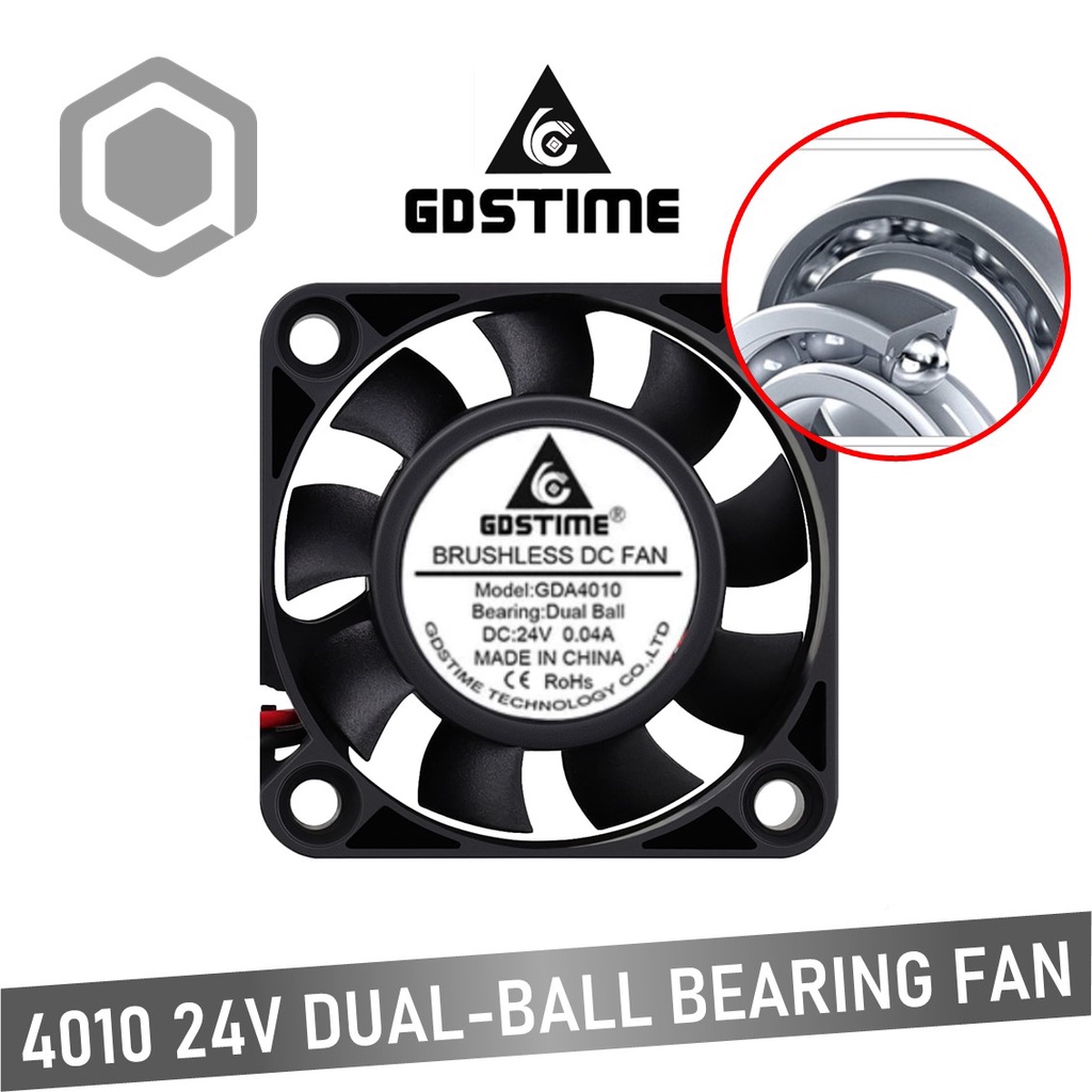 GDSTIME 4010 24V Dual Ball Bearing Axial Fan - 7,500RPM 29.8dBa ...