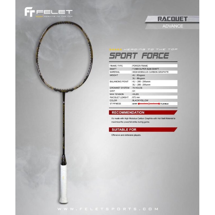 Felet Sport Force compact frame head heavy racket | Shopee Philippines