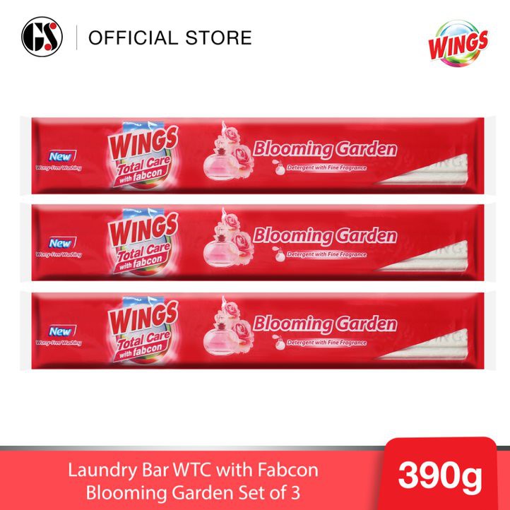 Wings Total Care with Fabcon Blooming Garden Laundry Bar Detergent 370g ...