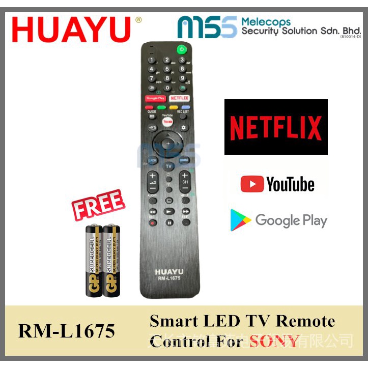 Huayu led UHD Smart TV remote control YouTube/Netflix/GooglePlay replacement for Sony (RM-L1675 ...
