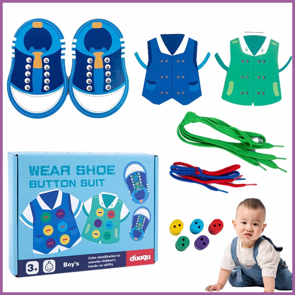 Kids Threading Buttons Basic Life Skills Board for Toddlers Montessori ...