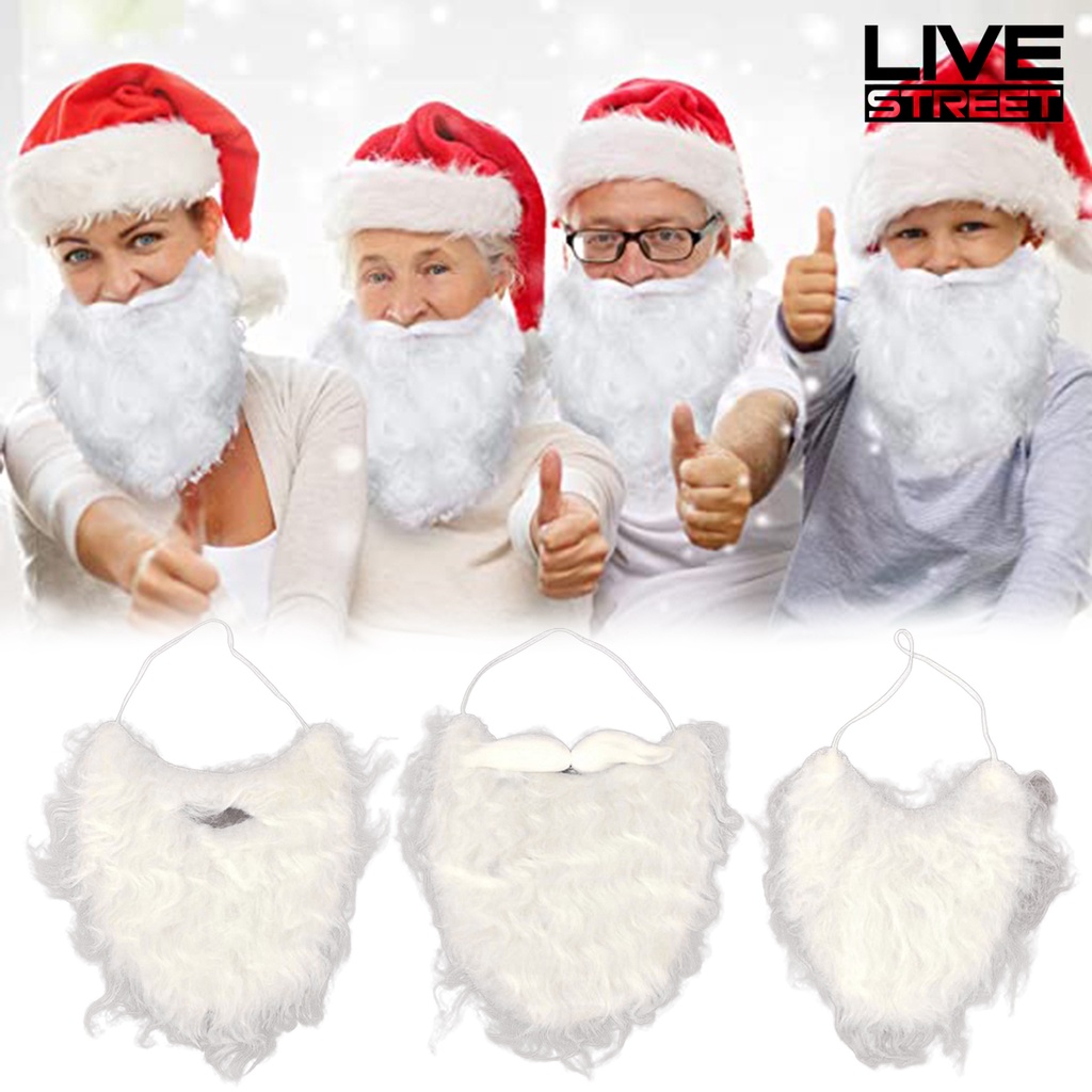 LC~T* Santa Claus Beard Realistic Curly Fluffy Soft Elastic Band ...