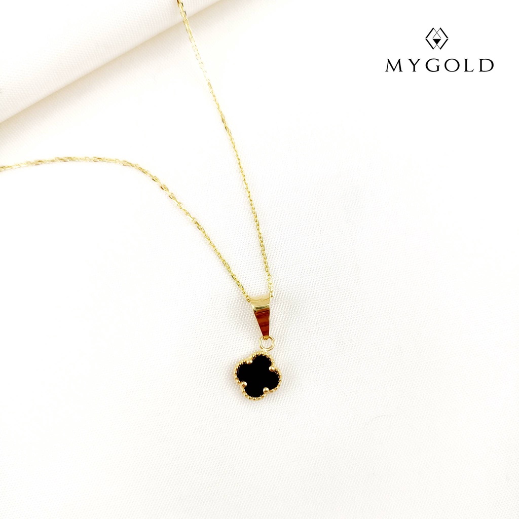 MyGold Pawnable & Authentic 18K Italian Gold Necklace with Black Flower ...