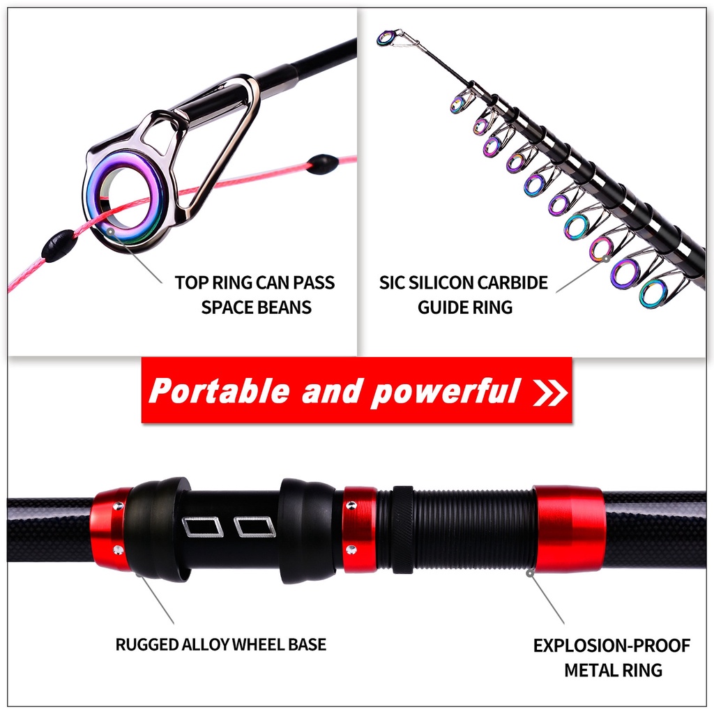 Proberos Fishing Rod 1.8m 2.1m 2.4m 2.7m 3m 3.6m Joran Prancing Portable Telescopic Spinning ...