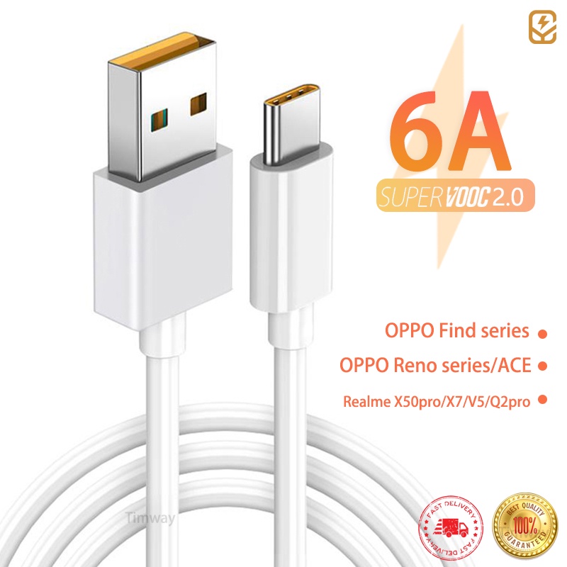 65W Oppo Super VOOC Cable 6A Fast Charging Type-C Cable for Oppo Realme ...