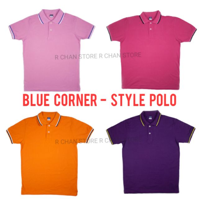 BLUE CORNER - POLO STYLE WITH STRIPES PINK,ORANGE,VIOLET SHADE!! UNISEX ...