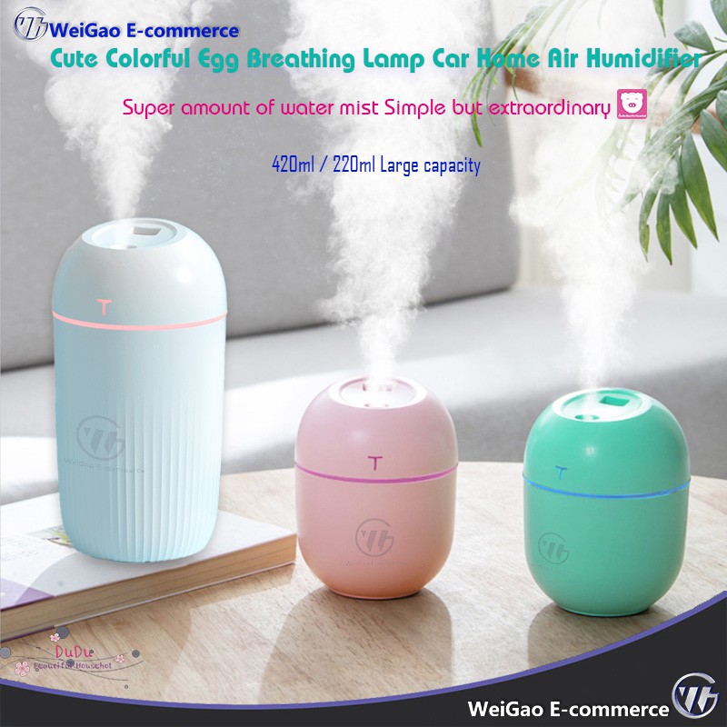 Cute Colorful Egg Breathing Lamp Car Home Ultrasonic Air Humidifier ...