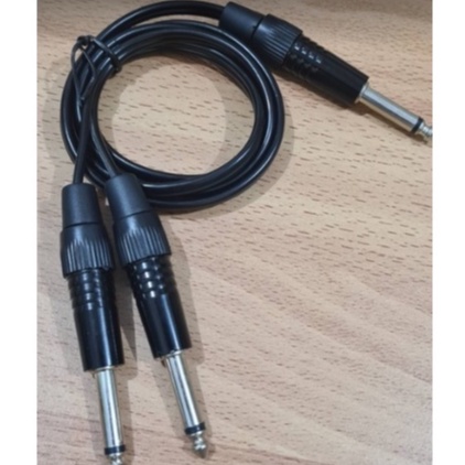 Dual 6.35mm PL-55 mono to 6.5mm PL-55 Audio Cable Wire Splitter ...